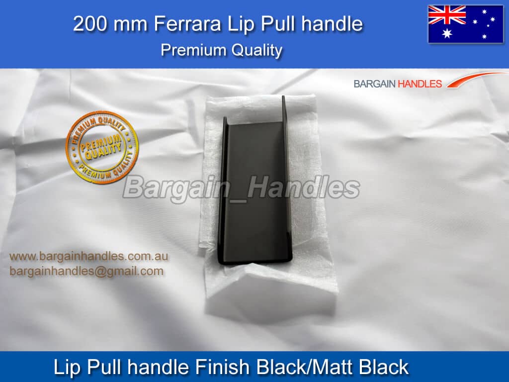 200mm Ferrara Lip Pulls Profile 304 Stainless Steel with a Black Finish