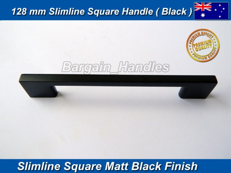 128mm Kitchen Cabinet door handle Slimline Handle D-Square Matte Black